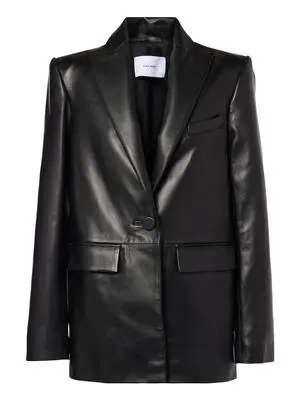 Alex Perry Oversized Leather Blazer - Black