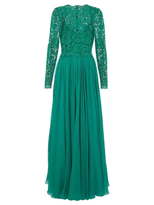 Dolce & Gabbana Lace And Silk Gown - Green
