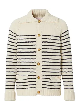 Valentino Garavani Vlogo Signature Striped Cotton Cardigan - Blue