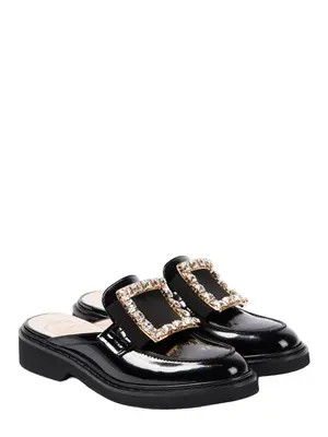 ROGER VIVIER Viv' Rangers Embellished Leather Mules - Black