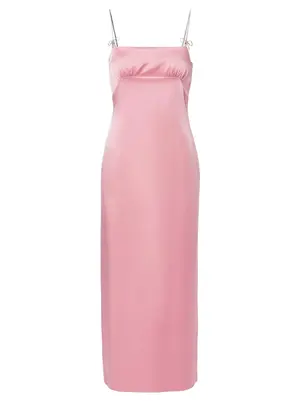 Blumarine Envers Embellished Satin Midi Dress - Pink