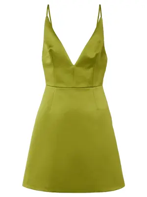 EMILIA WICKSTEAD Vero Satin Mini Dress - Green