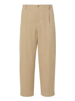 FRAME Pleated Straight Cotton Pants - Beige