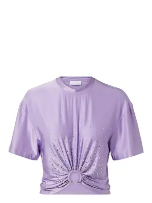 Rabanne Embellished Cropped T-shirt - Purple
