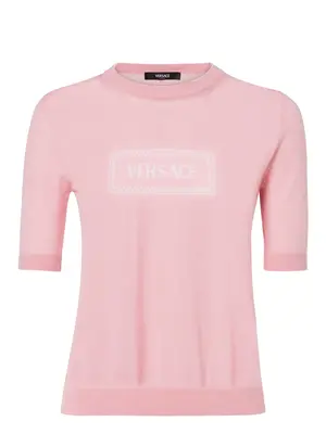 Versace Logo Jacquard Knitted Top - Pink