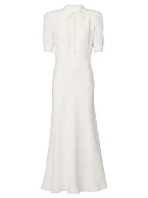 Alessandra Rich Satin Midi Dress - White