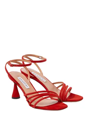 AQUAZZURA Latour 75 Suede Sandals - Red