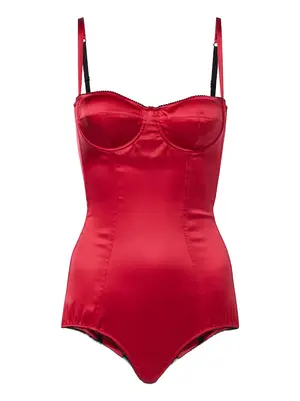 Dolce & Gabbana Silk-blend Satin Bodysuit - Red
