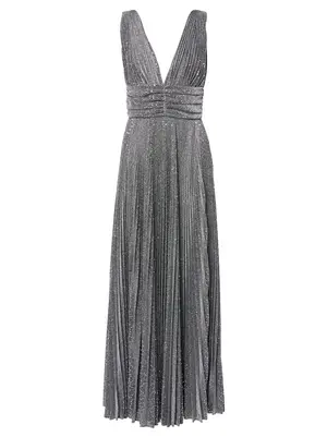 Dolce & Gabbana Metallic Plissé Cocktail Dress - Silver