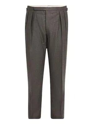Ralph Lauren Purple Label Gregory Pleated Flannel Pants - Gray