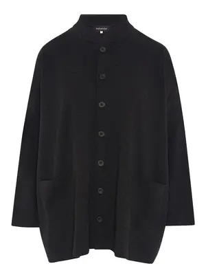 Eskandar Mandarin Long Jacket - Coal
