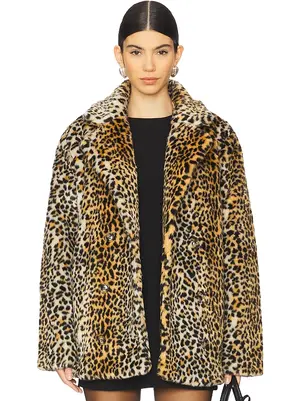 Bardot Vento Faux Fur Coat - Cheetah