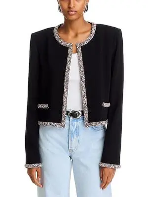 Cinq À Sept Sunburst Stacked Collarless Jacket - Black/multi