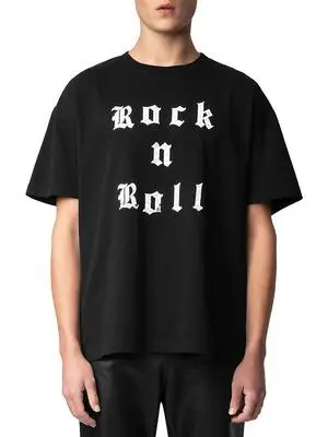 Zadig&Voltaire Teddy Cotton Studded Rock N Roll Graphic Tee - Black