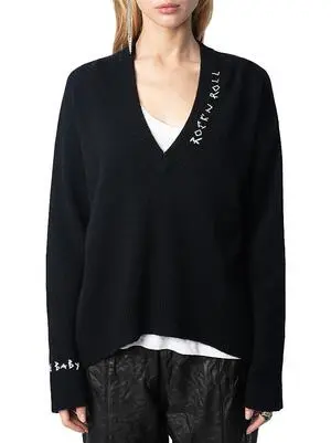 Zadig&Voltaire Miky Ws Rock And Roll Cashmere Sweater - Black