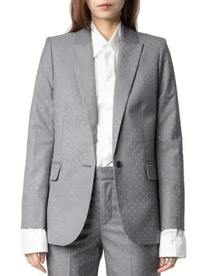 Zadig&Voltaire Valse Tailleur Embellished Blazer Gris Chine