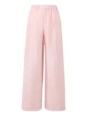 Versace Printed Silk-twill Wide-leg Pants - Pink