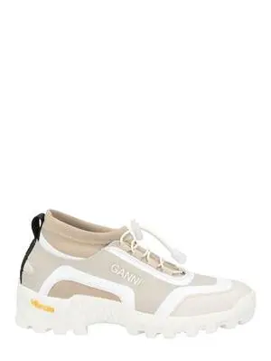 GANNI Low-top Sneakers With Two-tone Design And Lace-up Closure - Beige