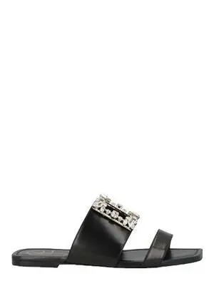 ROGER VIVIER Leather Sandals With Appliqués And Crystals - Black