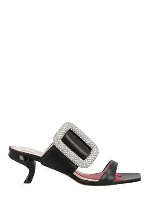 ROGER VIVIER Leather Sandals With Appliqués - Black