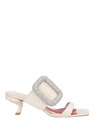 ROGER VIVIER Leather Sandals With Appliqués - White