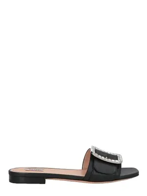 Bally Lambskin Slide Sandals - Black