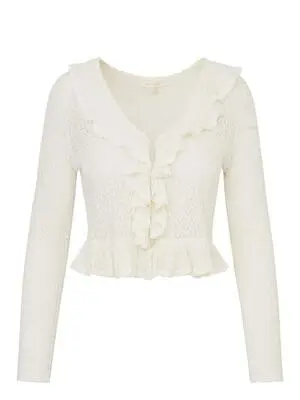 LoveShackFancy Nilah Knitted Cardigan - White