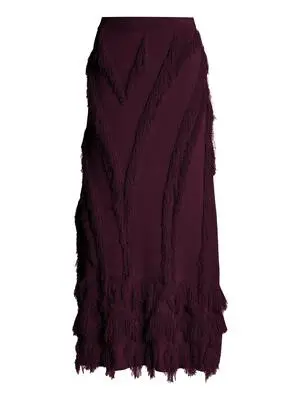 Ulla Johnson Ulla Johnson Astrid Fringed Knit Maxi Skirt Burgundy