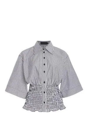 BRANDON MAXWELL The Harte Smocked Pima Cotton Shirt