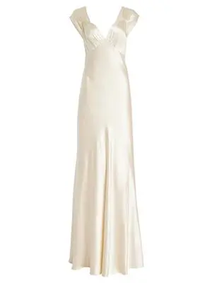 Monique Lhuillier Draped Crepe-satin Gown - Ivory