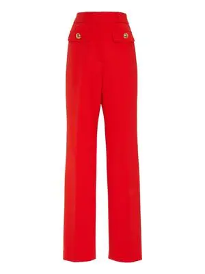 Oscar De La Renta Stretch-wool Straight-leg Pants - Red