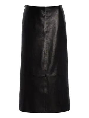 Brandon Maxwell The Avery Leather Midi Skirt - Black