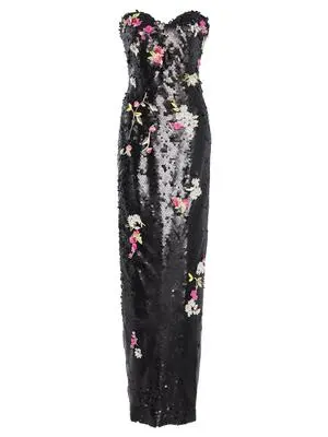 Monique Lhuillier Sequined Column Gown - Black