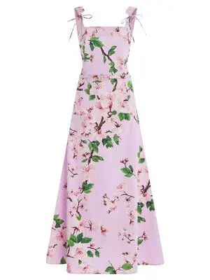 Oscar De La Renta Belted Cotton Poplin Midi Dress - Pink