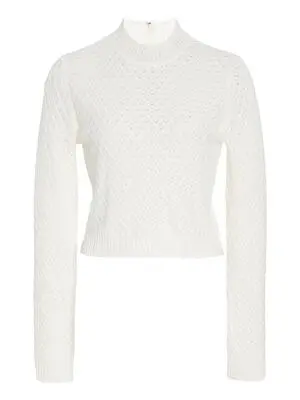 MONIQUE LHUILLIER Diamond-Knit Cotton-Blend Top
