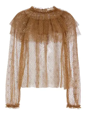 Ulla Johnson Viviane Capelet Lace Shirt Gold