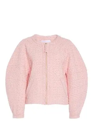 Carolina Herrera Collarless Tweed Jacket - Pink