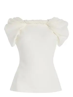 OSCAR DE LA RENTA Draped Stretch-Silk Top