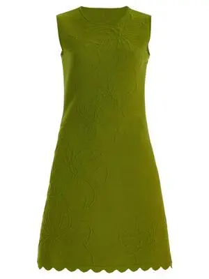 Oscar De La Renta Embossed Knit Mini Dress - Green