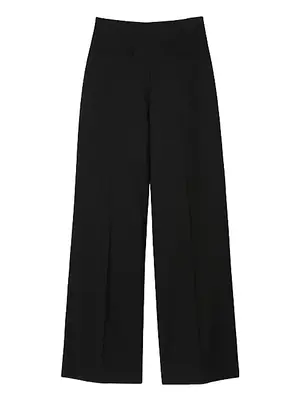 Sandro Wide-leg Mid-rise Wool-blend Trousers - Noir / Gris