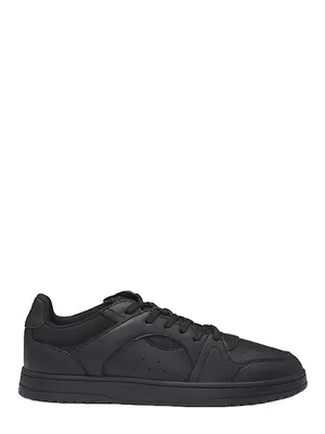 Hugo Brand-print Faux-leather Low-top Trainers - Black