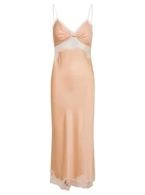 LoveShackFancy Orianna Silk-Blend Dress Coral