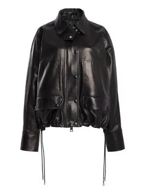 Brandon Maxwell Harper Leather Balloon Jacket - Black