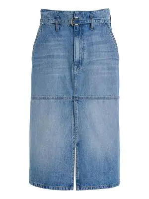 Brandon Maxwell The Cecilia Denim Midi Skirt - Medium Wash