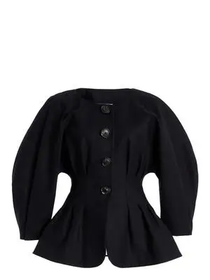 Carolina Herrera Collarless Stretch-cotton Jacket - Black