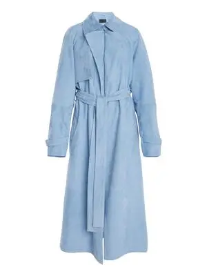 Proenza Schouler Ramona Suede Trench Coat - Light Blue