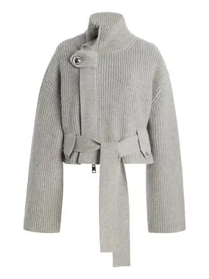 Brandon Maxwell The Neal Belted Cashmere Sweater - Grey