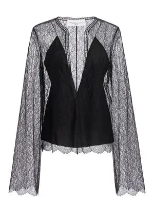Brandon Maxwell Eloise Chantilly Lace Top - Black