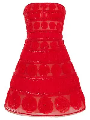 CAROLINA HERRERA Embellished Tulle Mini Dress