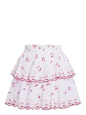 LoveShackFancy Ruffled Mini Skirt - White